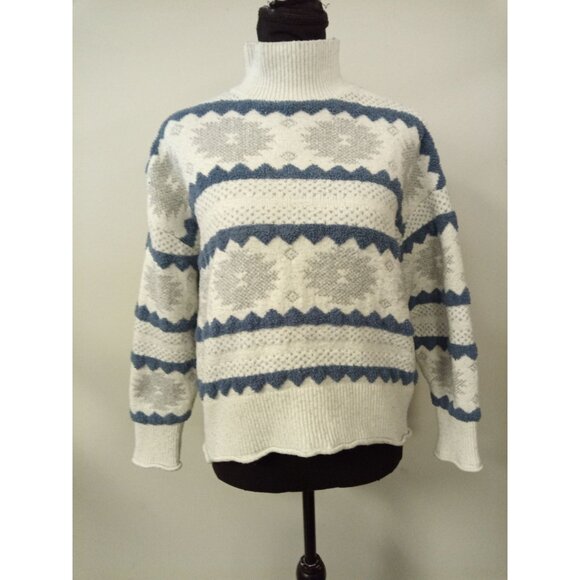 a.n.a | Sweaters | Ana A New Approach White Blue Aztec Print Crop Mock ...